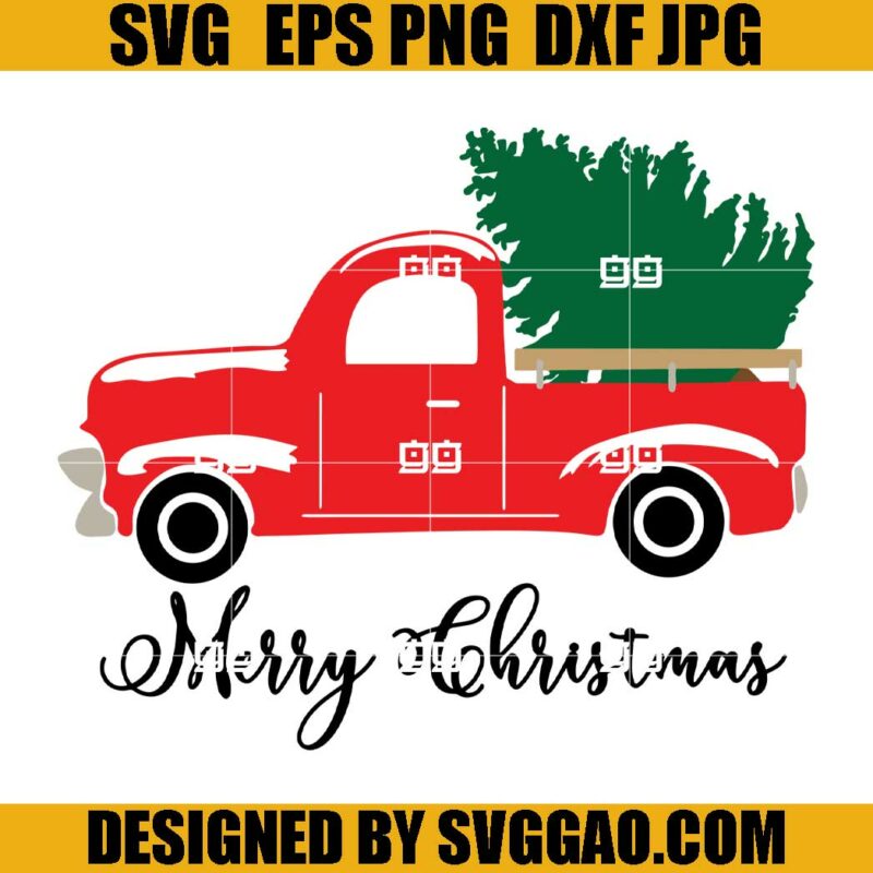 Red Christmas Truck SVG, Xmas Tree SVG, Christmas Truck SVG