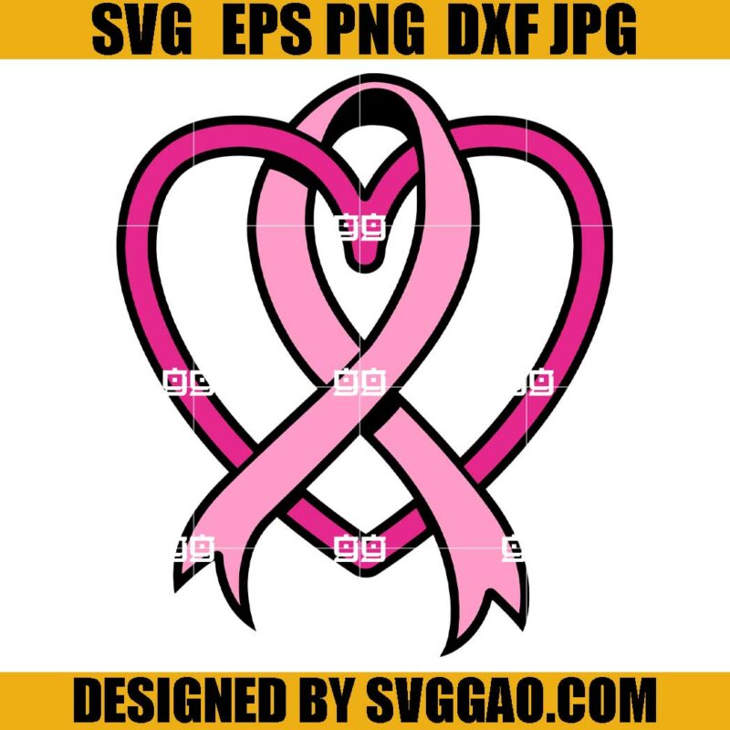 Awareness Ribbon Heart SVG, Breast Cancer Awareness SVG