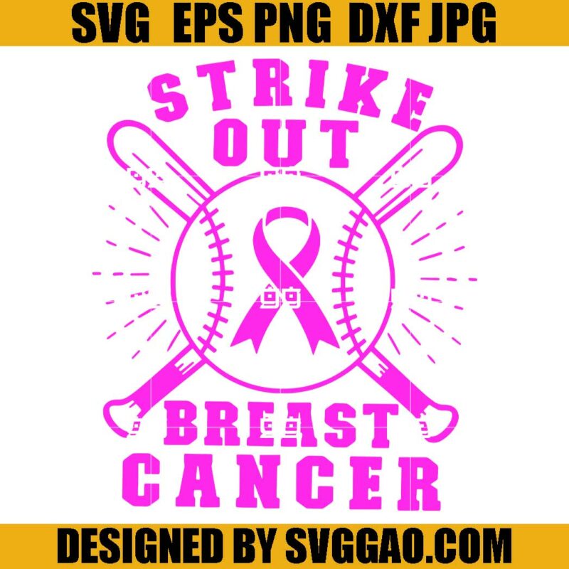 Strike Out Breast Cancer SVG, Cancer Awareness Baseball SVG