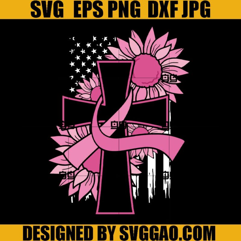 Cross Pink Ribbon Breast Cancer SVG, Breast Cancer SVG, Christian SVG