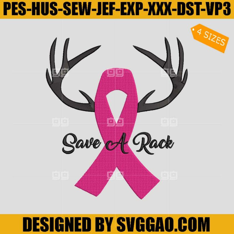Save A Rack Embroidery Design, Breast Cancer Embroidery File