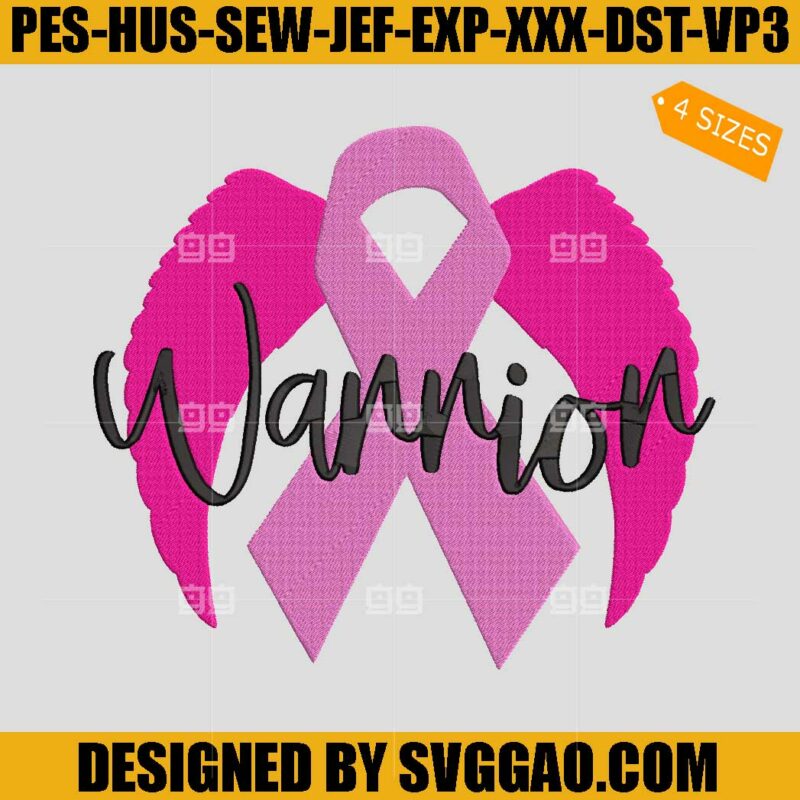 Cancer Warrior Wings Embroidery Design, Cancer Survivor Embroidery File