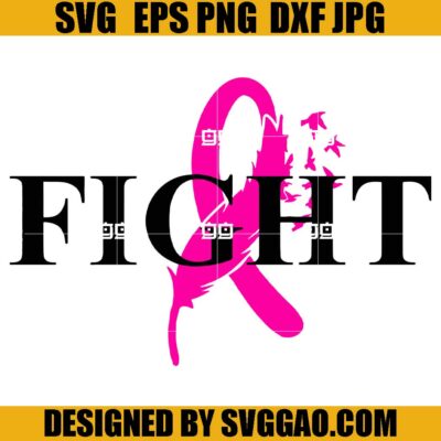 Fight Ribbon SVG, Breast Cancer SVG, Cancer Ribbon SVG