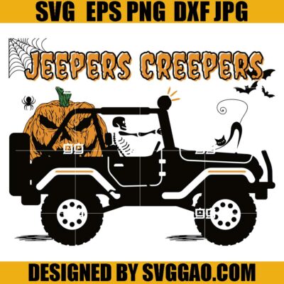 Jeepers Creepers SVG, Halloween Truck Pumpkin SVG, Skeleton Halloween SVG