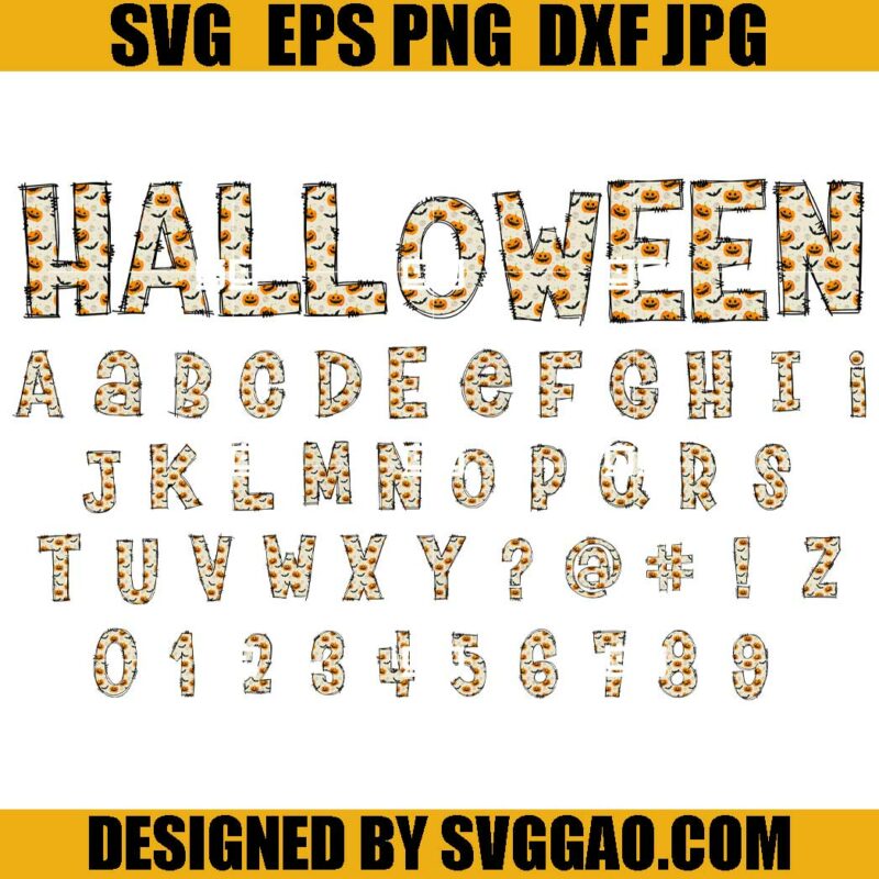 Font Pumpkin Halloween PNG Bundle, Skull With Pumpkin PNG, Bat ...