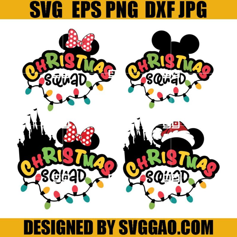Christmas Squad SVG Bundle, Disney Xmas Light SVG, Castle Xmas SVG