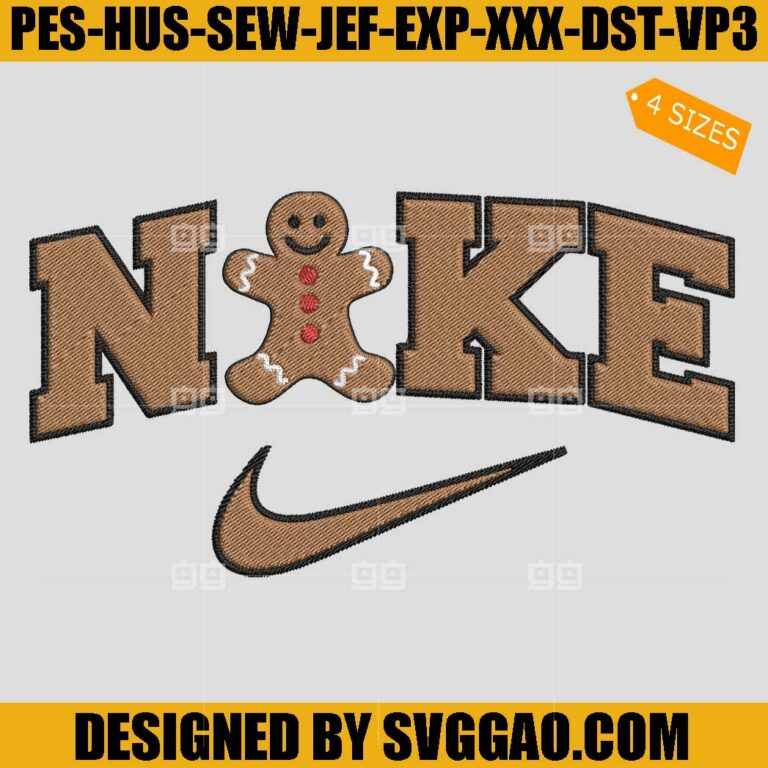 Gingerbread Nike Embroidery Design, Gingerbread Christmas Embroidery File