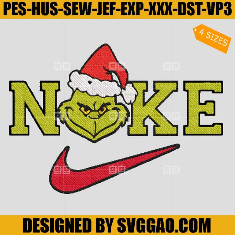 Nike Grinch Embroidery Design, The Grinch Nike Embroidery File – SVGGAO