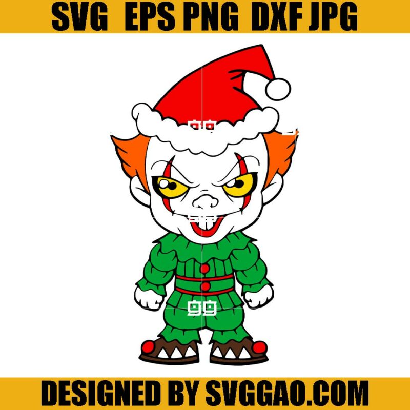 Pennywise Christmas SVG, Pennywise Santa Hat SVG, Moive Christmas SVG