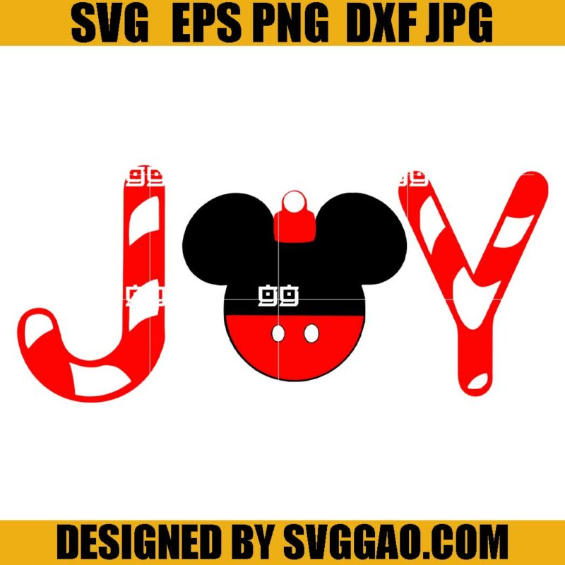 Joy Mickey Mouse SVG, Joy Candy Cane SVG, Christmas SVG – SVGGAO
