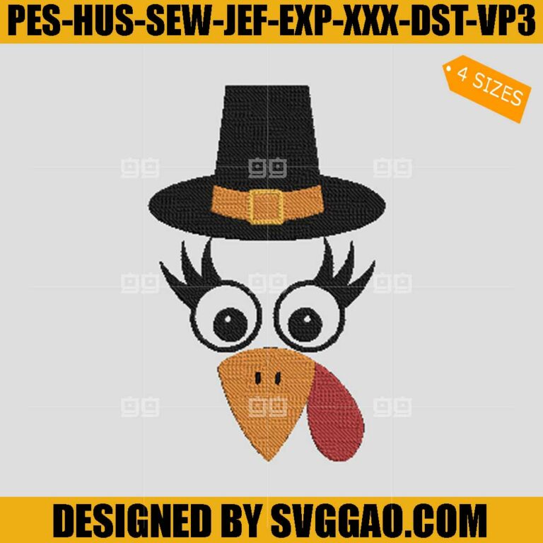 Turkey Face Embroidery Design, Thanksgiving Turkey Embroidery File