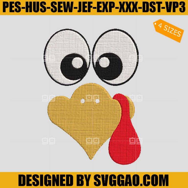 Turkey Face Embroidery Design, Thanksgiving Turkey Embroidery File