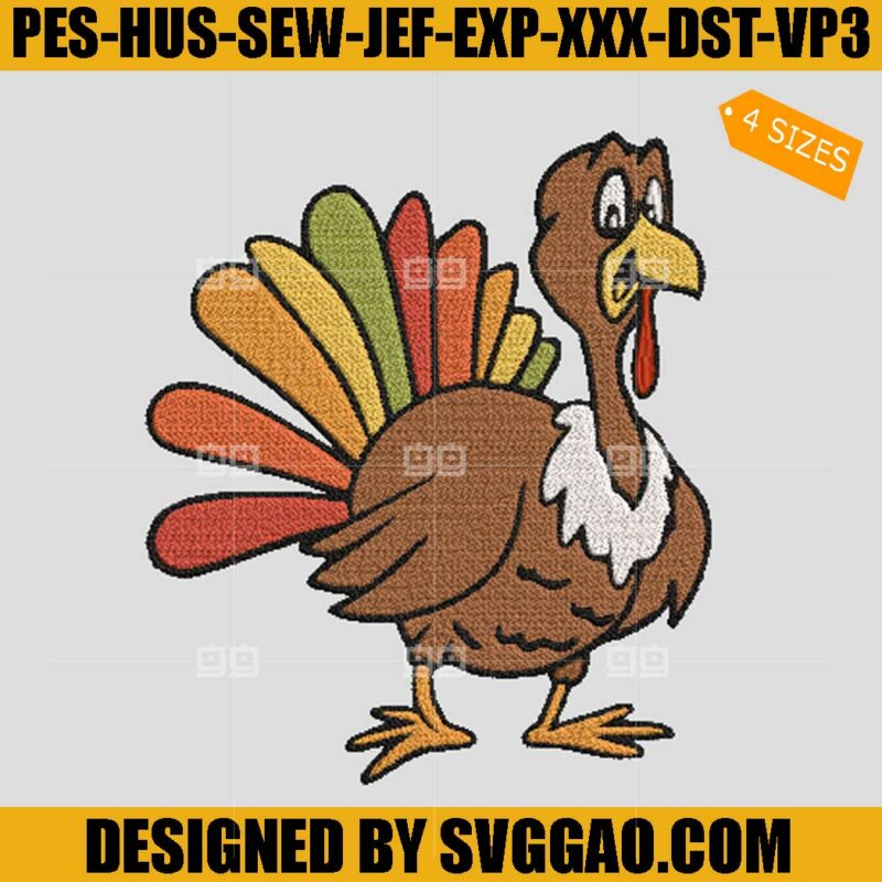 Turkey Embroidery Design, Thanksgiving Embroidery File