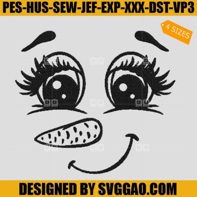 Snowman Face Embroidery Design, Christmas Embroidery File