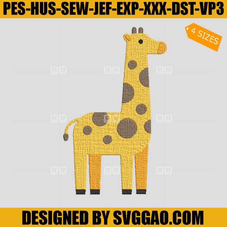 Giraffe Embroidery Design, Giraffe Cute Embroidery File