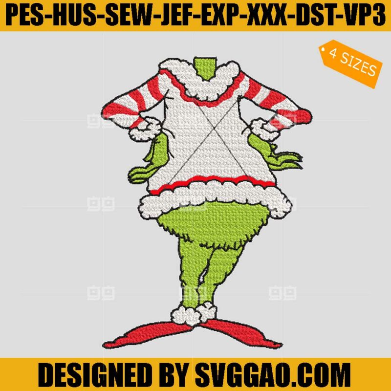 Grinch Costume Embroidery Design, Grinchmas Embroidery File