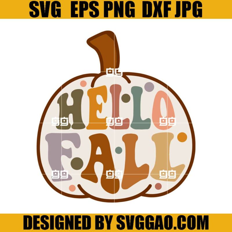 Hello Fall SVG, Groovy Fall Vibes SVG, Pumpkin Thanksiving SVG