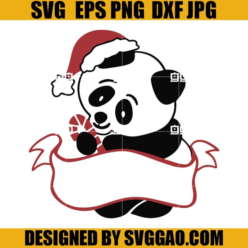 Panda And Banner SVG, Christmas Panda SVG, Santa Panda SVG