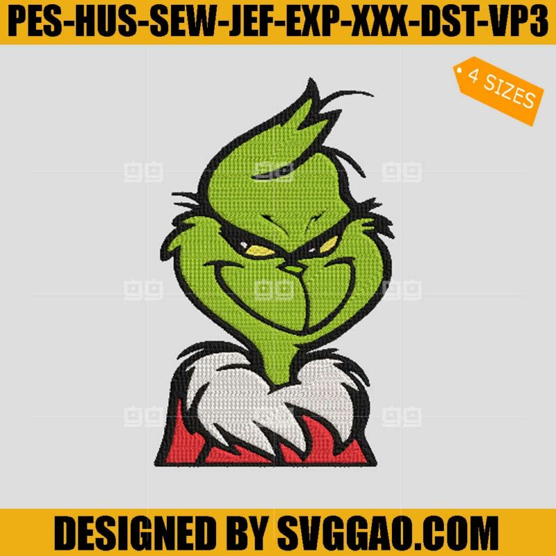 Grinch Xmas Embroidery Design, Funny Grinch Embroidery Design – SVGGAO