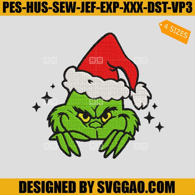 Funny Grinch Embroidery Design, Santa The Grinch Embroidery Design