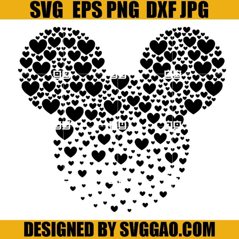 Mouse Hearts SVG, Valentine Mickey Mouse SVG