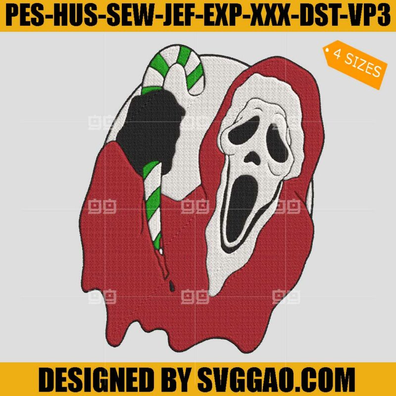 Ghost Face Christmas Embroidery Design, Horror Christmas Embroidery Design