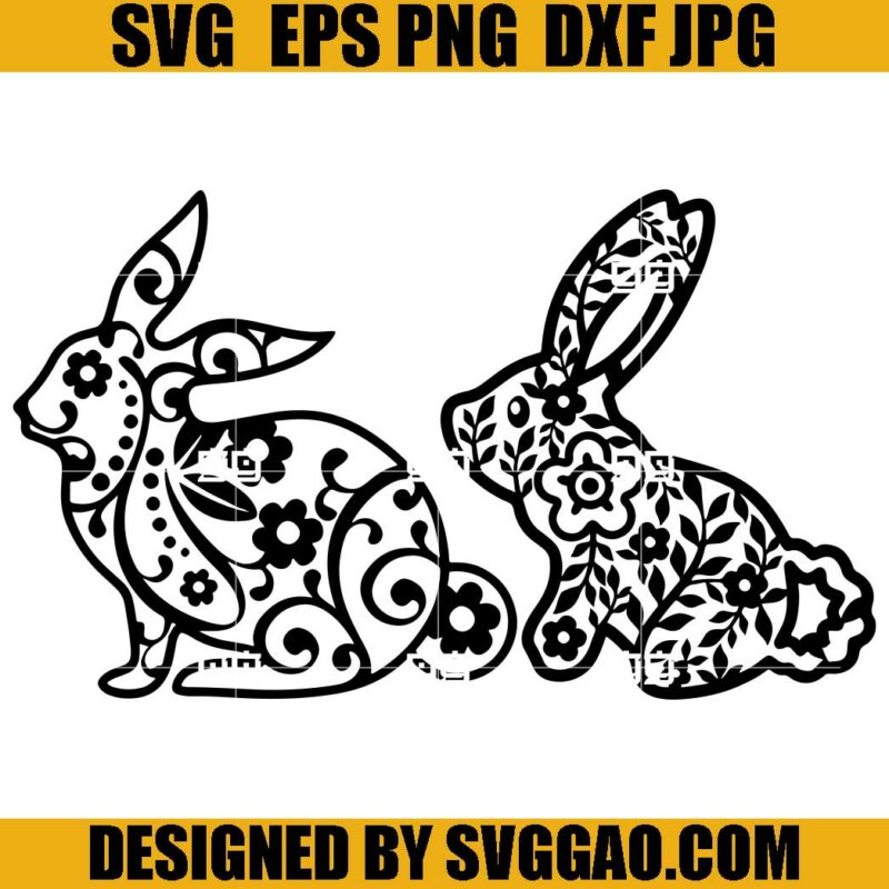 Bunny Mandala SVG Bundle, Easter Mandala SVG, Happy Easter SVG