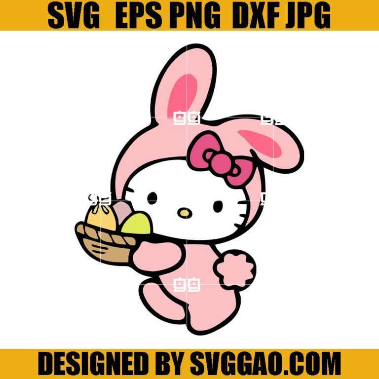 Hello Kitty Bunny SVG, Hello Kitty Easter SVG, Happy Easter SVG