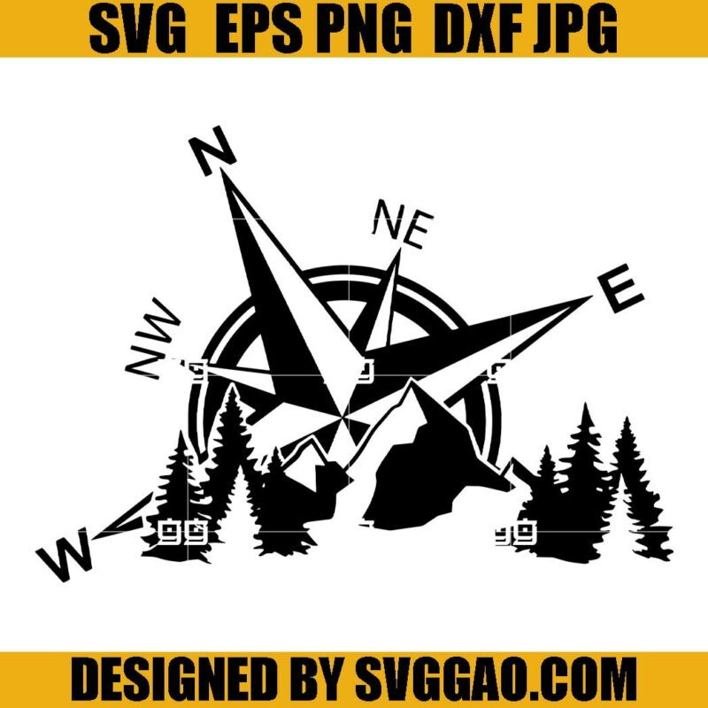 Compass Mountain SVG, Camping SVG, Out Side SVG