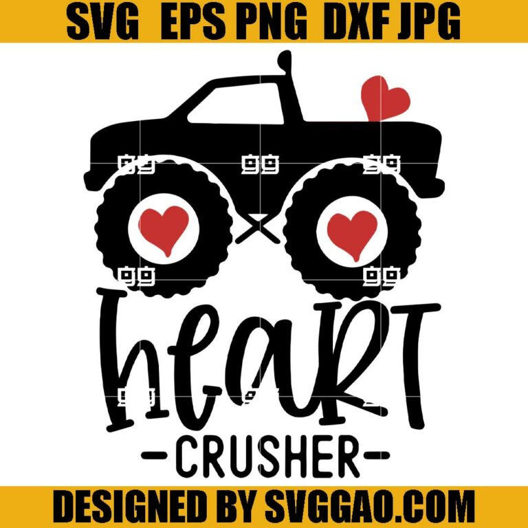 Heart Crusher SVG, Monster Truck SVG, Valentine Truck SVG
