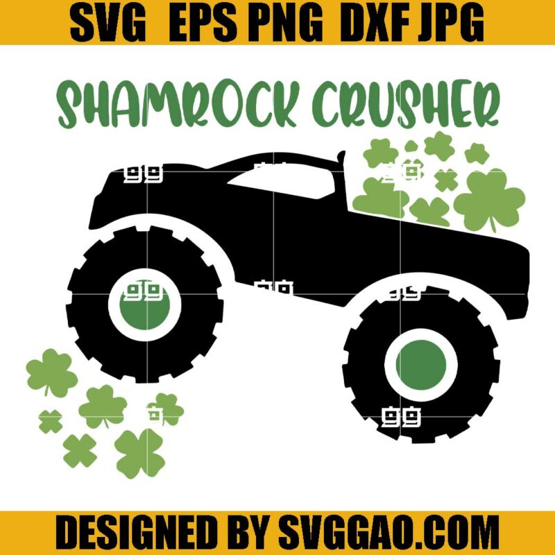 Shamrock Crusher SVG, St Patrick Day SVG, Patrick Truck SVG