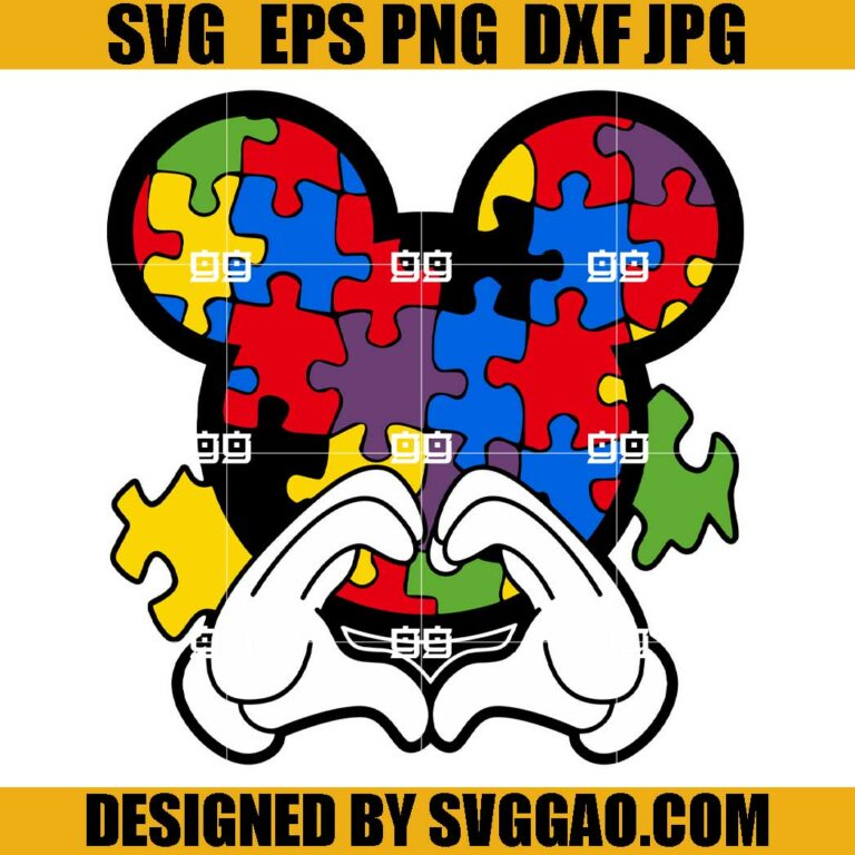 Mickey Mouse Autism SVG, Love Autism Awareness SVG, Mickey Autism SVG