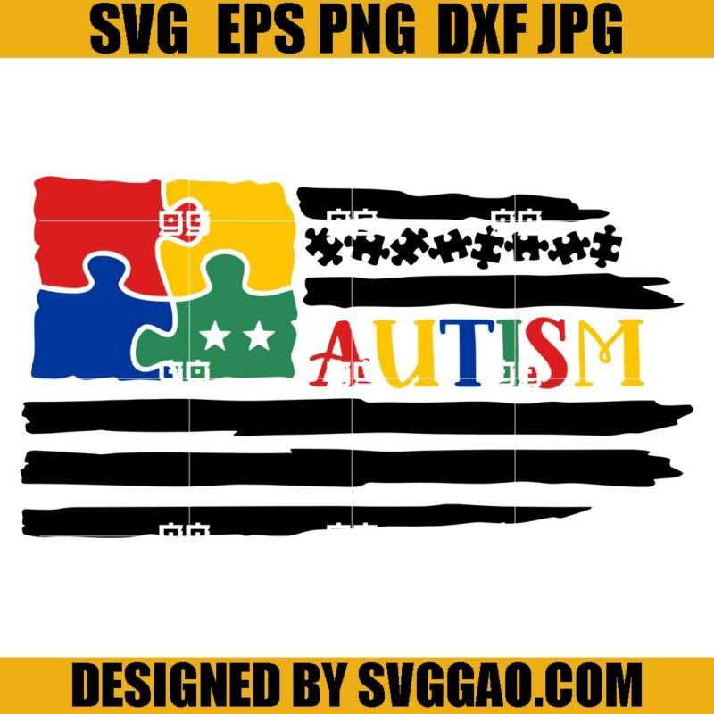 America Flag Autism Awareness SVG, Autism Day SVG – SVGGAO