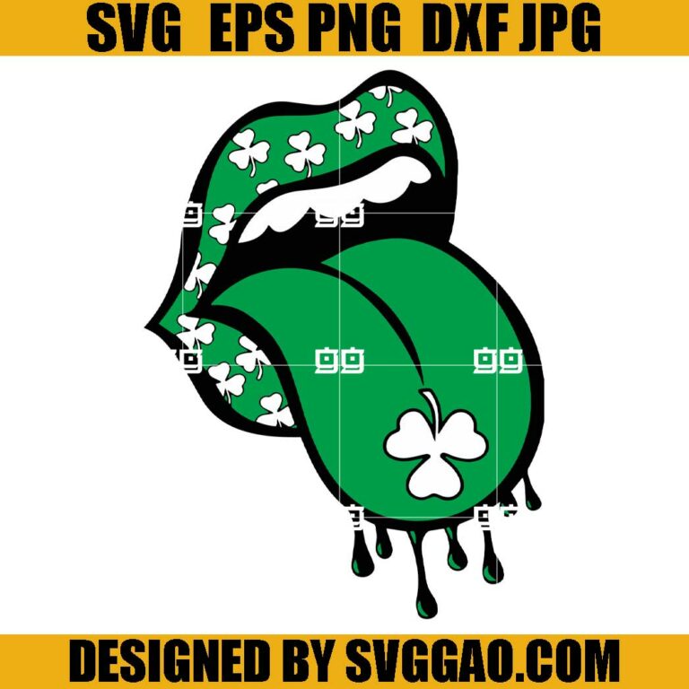 Lips St Patrick’s Day SVG, Ireland Flag Lips SVG, Shamrock SVG