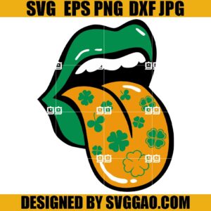 Lips St Patrick’s Day SVG, Ireland Flag Lips SVG, Shamrock SVG