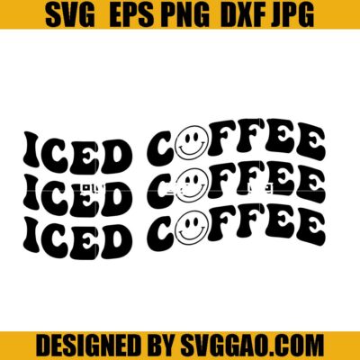 Iced Coffee Retro SVG, Smile Face SVG, Latte Wroovy SVG