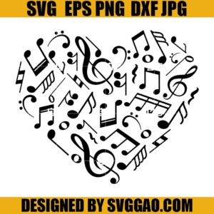 Heart Music Note SVG, Heartbeat SVG, Music Note SVG