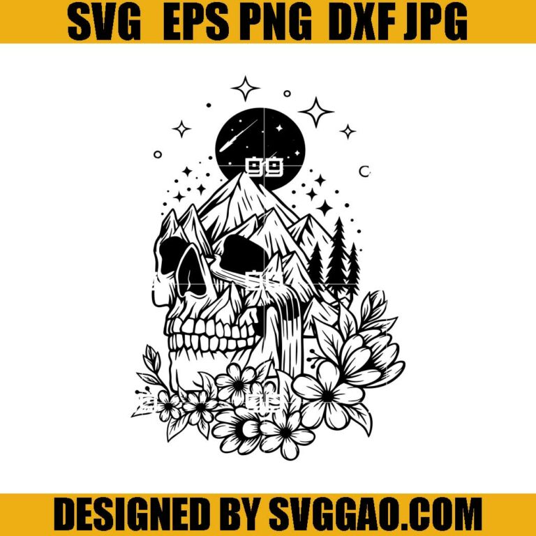 Forest Skull SVG, Skull Mountain SVG, Skull Landscape SVG
