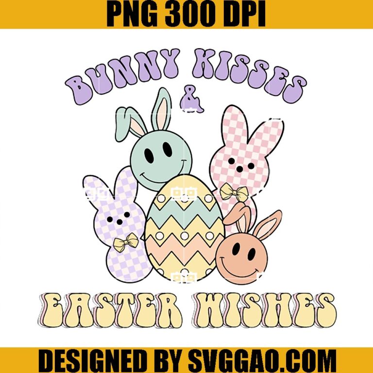 Bunny Kisses Easter Wishes PNG, Smile Bunny PNG, Egg Easter PNG