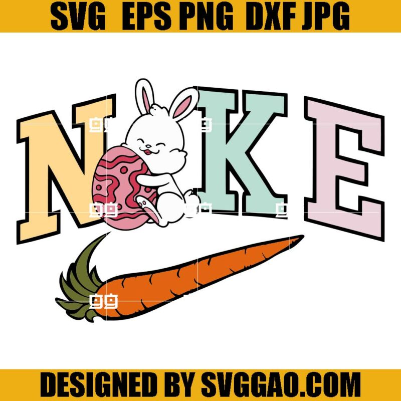 Swoosh Easter SVG, Egg Bunny Nike SVG, Nike Carrot Easter SVG