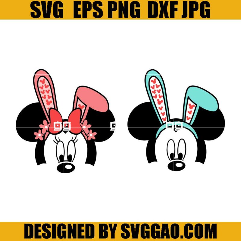 Head Mickey Easter SVG Bundle, Mickey Mouse Bunny SVG, Minnie Bunny SVG ...