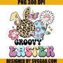 Easter Retro PNG, Groovy Hippie PNG, Bunny Smile Face Leopard PNG