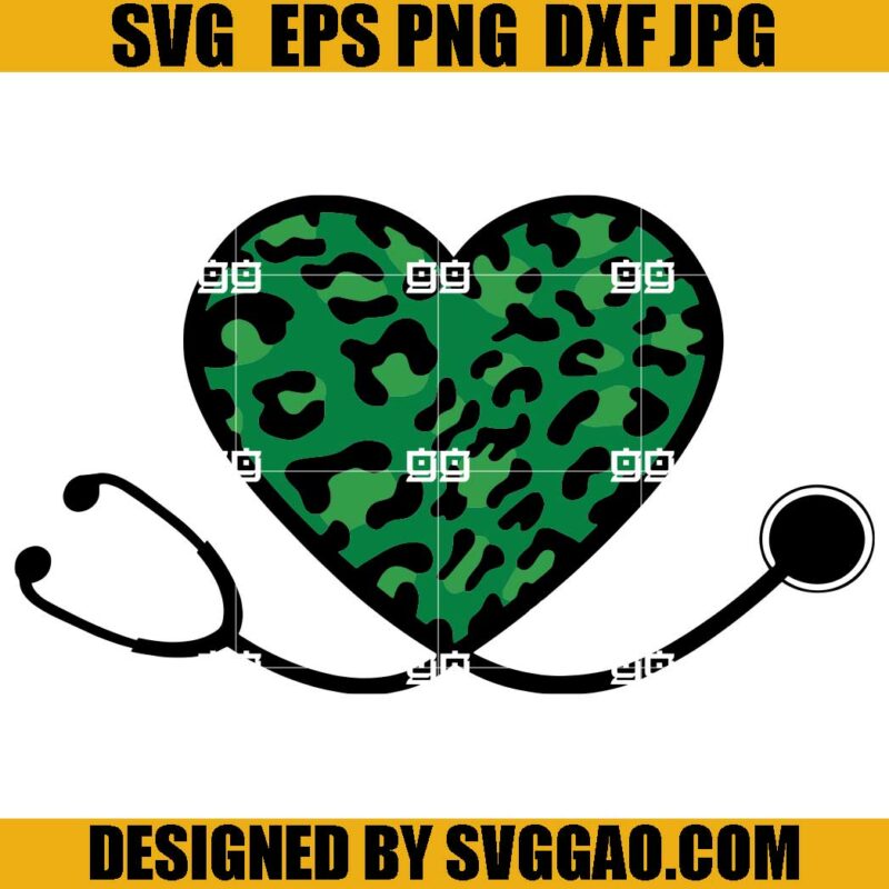 Leopard Heart Stethoscope SVG, St Patrick Day Stethoscope SVG, Lucky ...