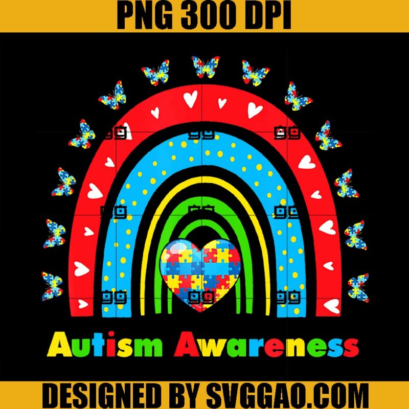 Rainbow Autism Awareness PNG, Autism Awareness PNG, Heart Autism PNG