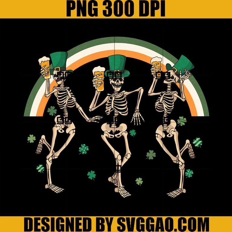 Dancing Skeletons Shamrock PNG, St. Patrick's Day PNG, Skeleton Rainbow ...