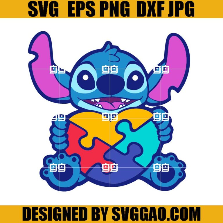 Autism Heart Stitch SVG, Autism Day SVG, Cartoon Autism SVG