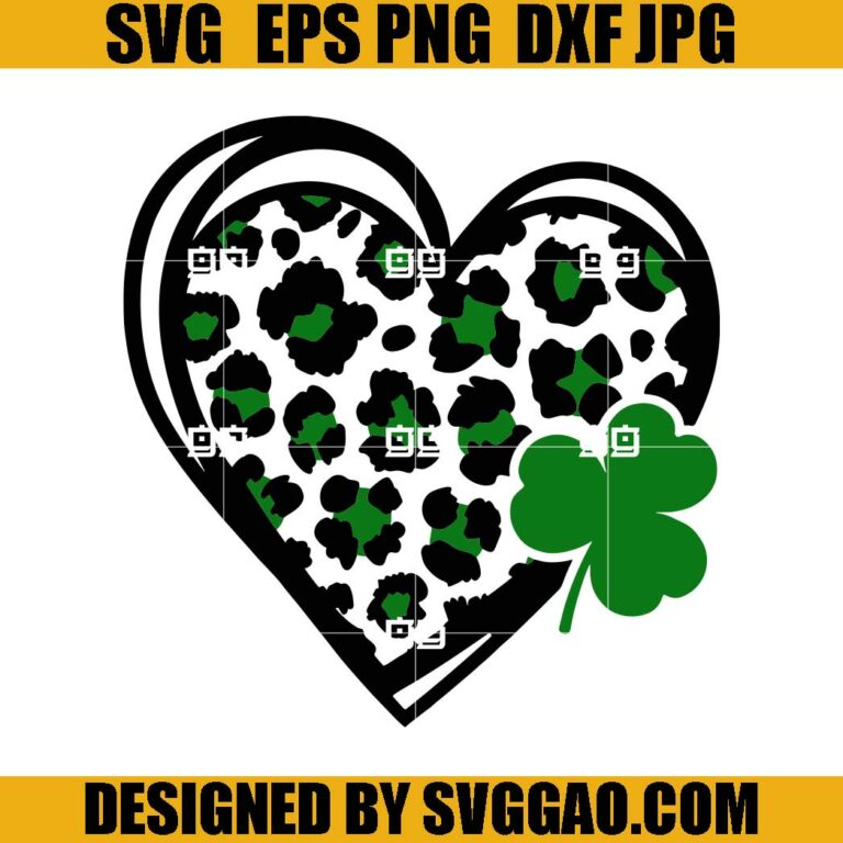 Shamrock Heart Leopard SVG, St. Patrick's Day SVG, Irish Leopard SVG