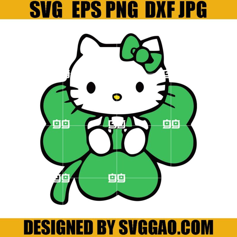 Hello Kitty Patrick SVG, Kawaii Kitty SVG, Happy St Patrick Day SVG