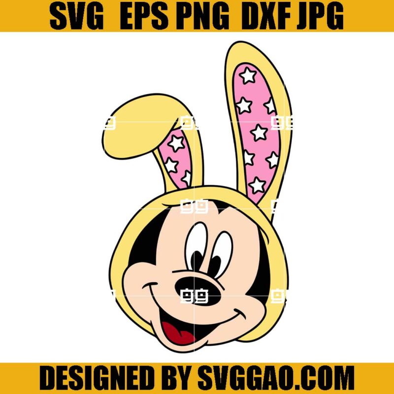 Mickey Easter SVG, Mickey Mouse Bunny SVG, Happy Easter SVG