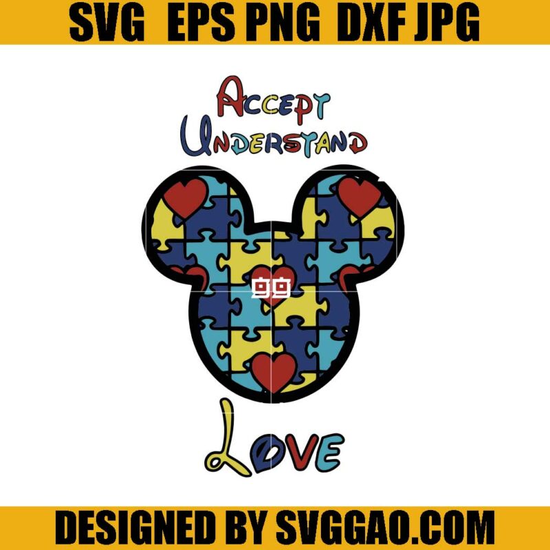 Autism Awareness Love SVG, Mickey Autism Love SVG, Autism Puzzle SVG ...
